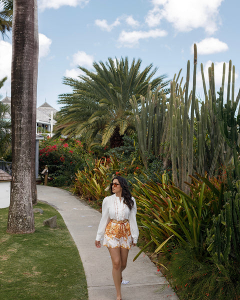 Elle Orange Floral Short Set | YASMINE COLLECTION